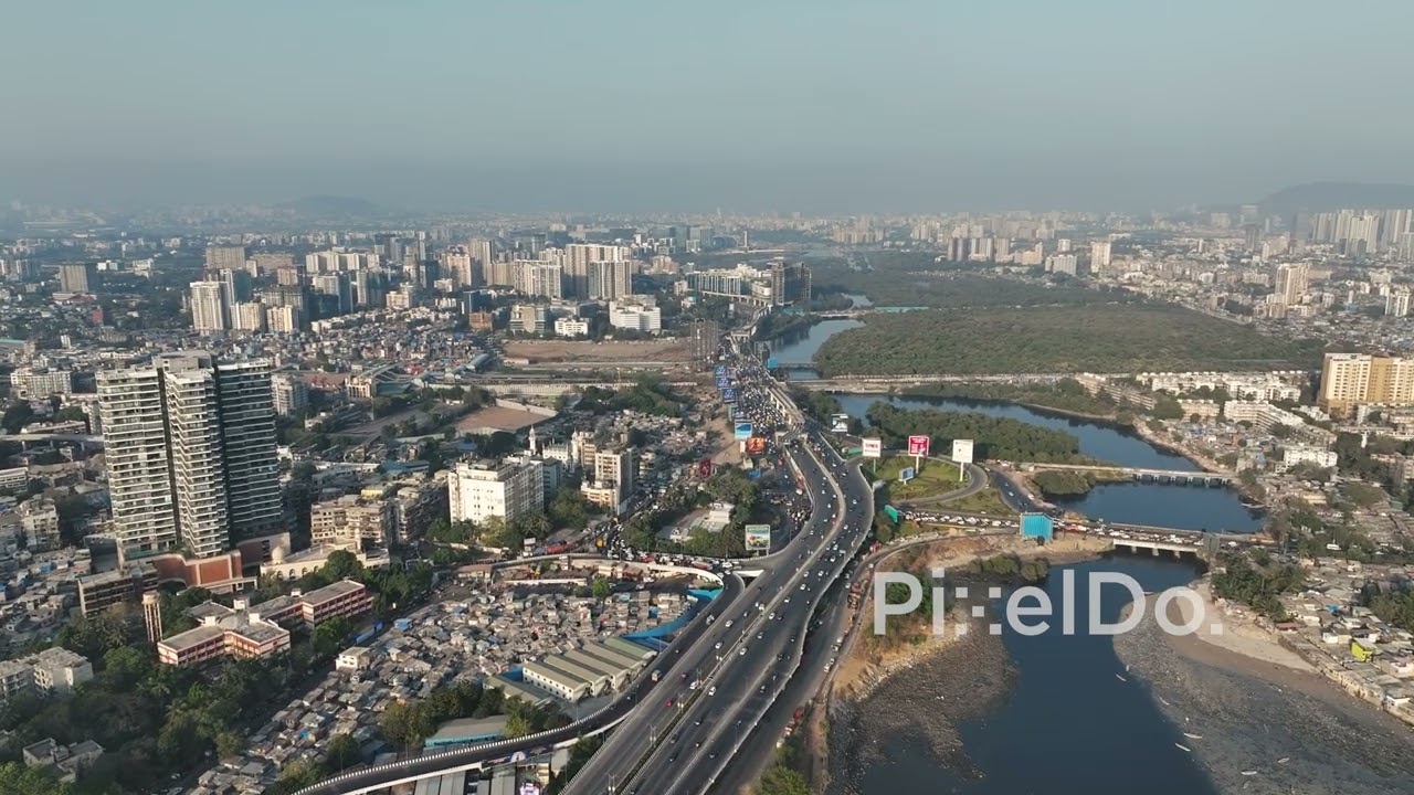 PD0015 - Aerial View of Bandra Reclamation and Mithi River, Mumbai ...
