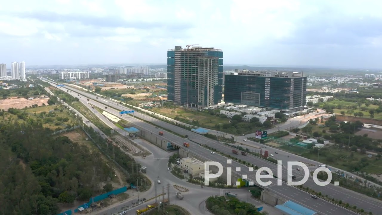 PD1281 - Aerial View of Modern Expressway and High-Rise Corporate ...